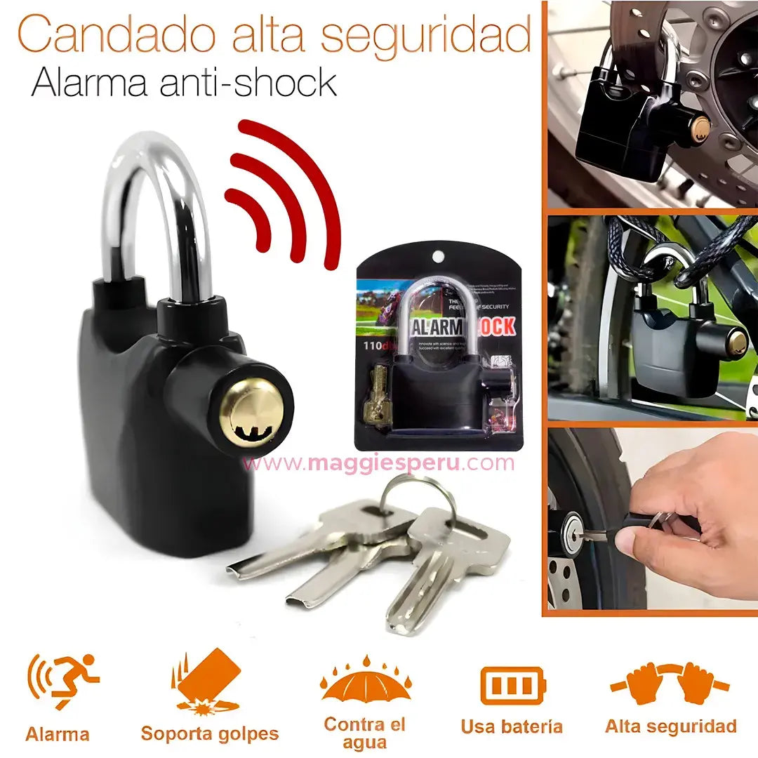 Candado de acero de alta resistencia + base de hierro con alarma - Ant ...